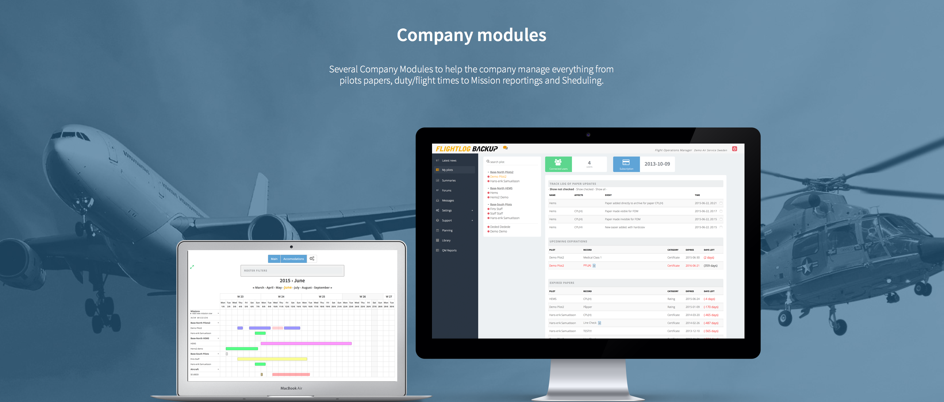 Pilot / Technician Log Book & Aviation Company Management Modules