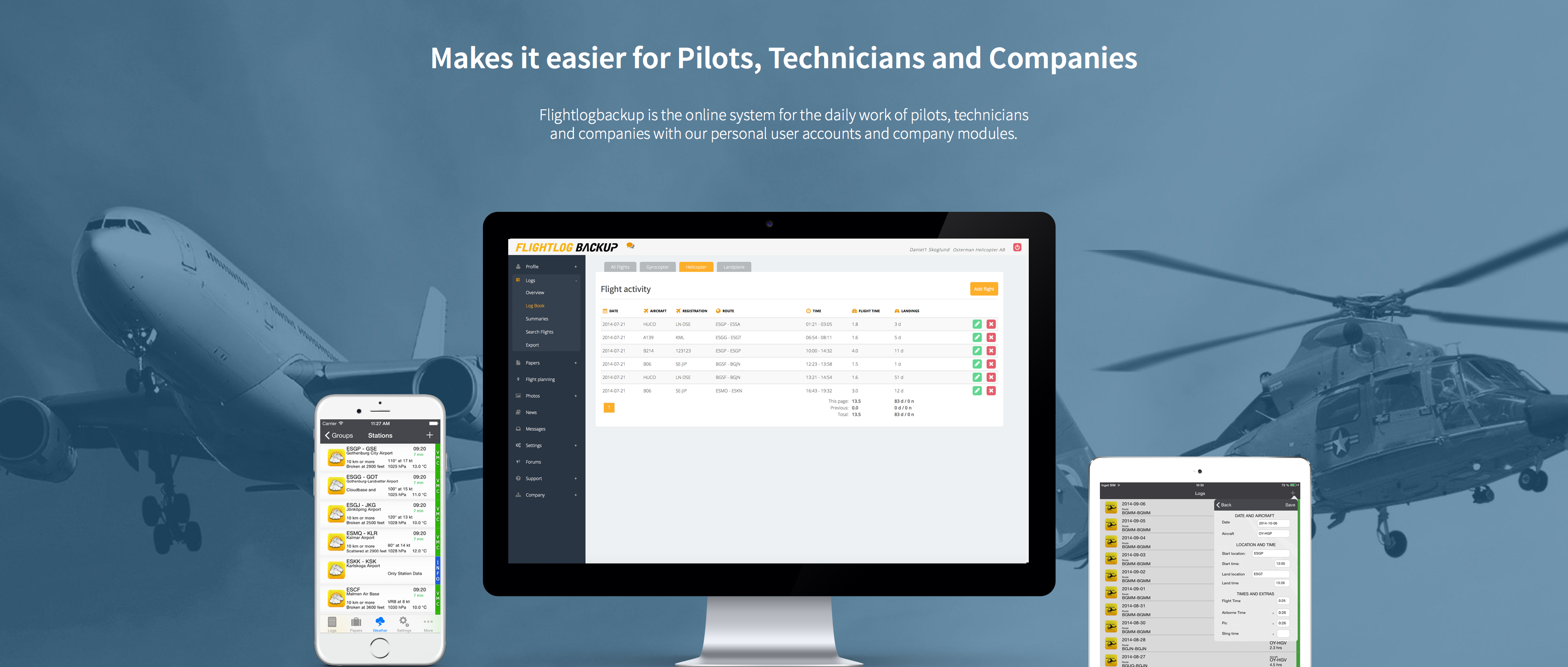 Pilot / Technician Log Book & Aviation Company Management Modules